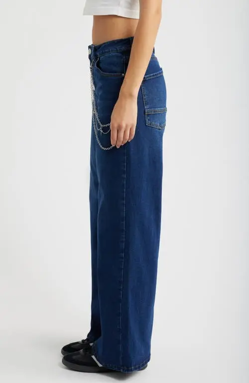 YMI Joey Baggy Wide Leg Jeans With Chain Accent