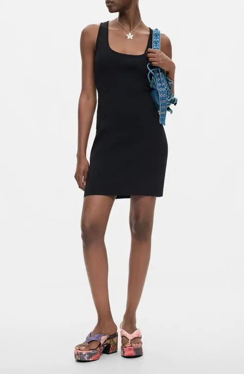 Desigual Knit Crochet Trim Minidress - Black