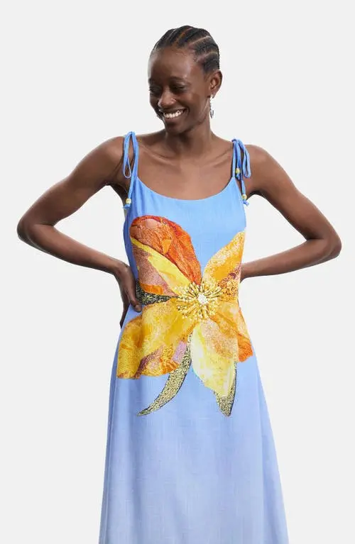 Desigual Embellished Tie Strap Maxi Dress
