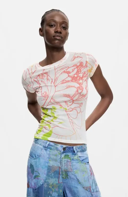 Desigual Mixed Print Denim Pants