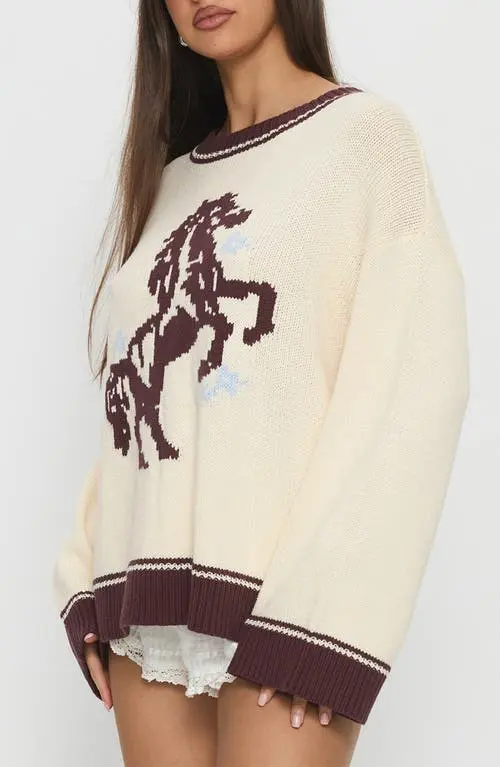 Princess Polly Rhianonn Horse Graphic Cotton Blend Sweater