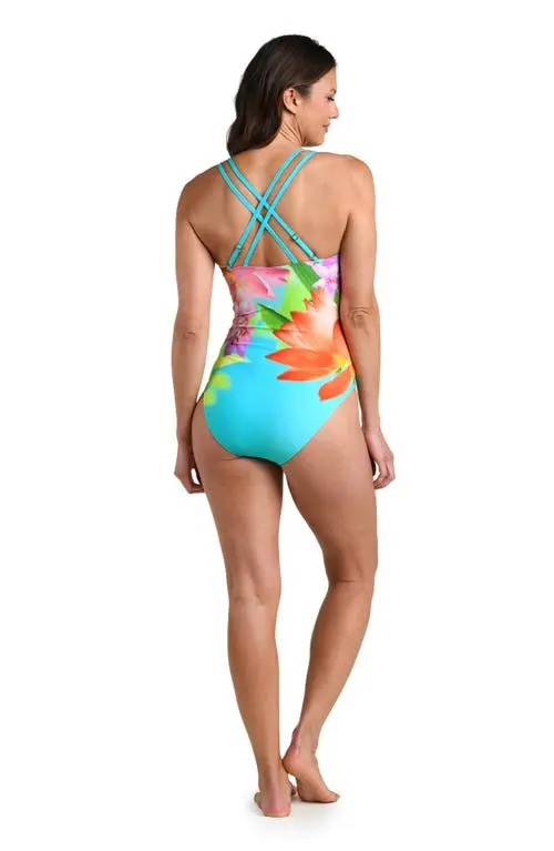 La Blanca Tropical Floral Print Underwire One-piece Swimsuit With Keyhole Cutout