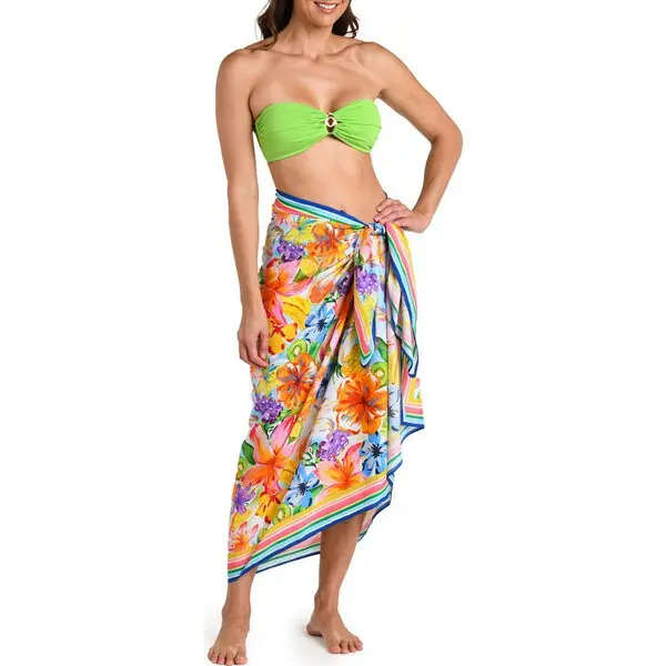 La Blanca Flora De Fruta Cover-up Sarong - Blue/green Multi