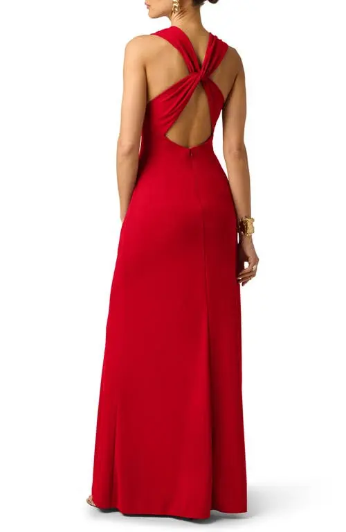 Adrianna Papell Ruched Drape Sleeveless Jersey Gown