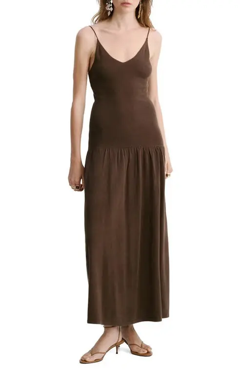 Mango Gathered Sleeveless Midi Dress