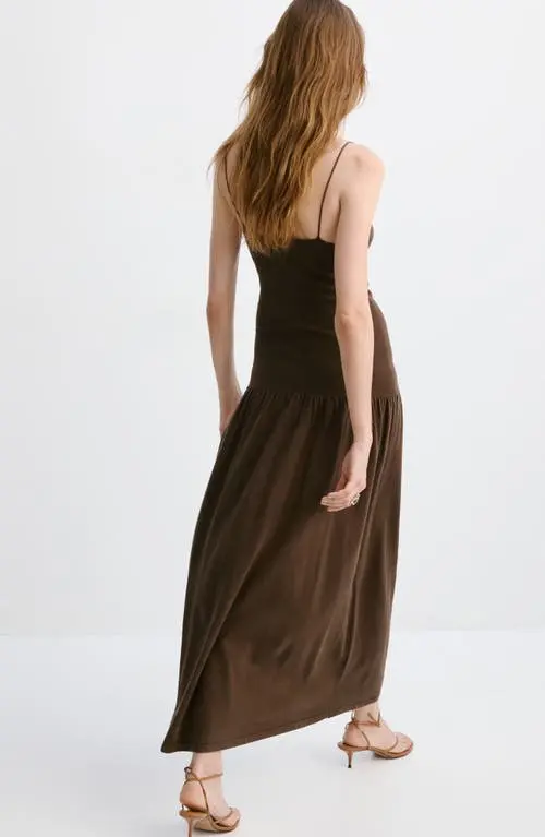 Mango Gathered Sleeveless Midi Dress