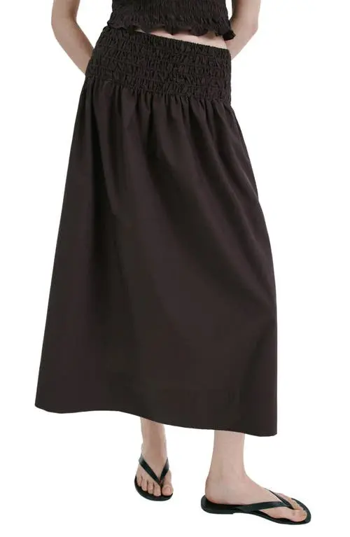 Mango Shir Waist Midi Skirt - Chocolate