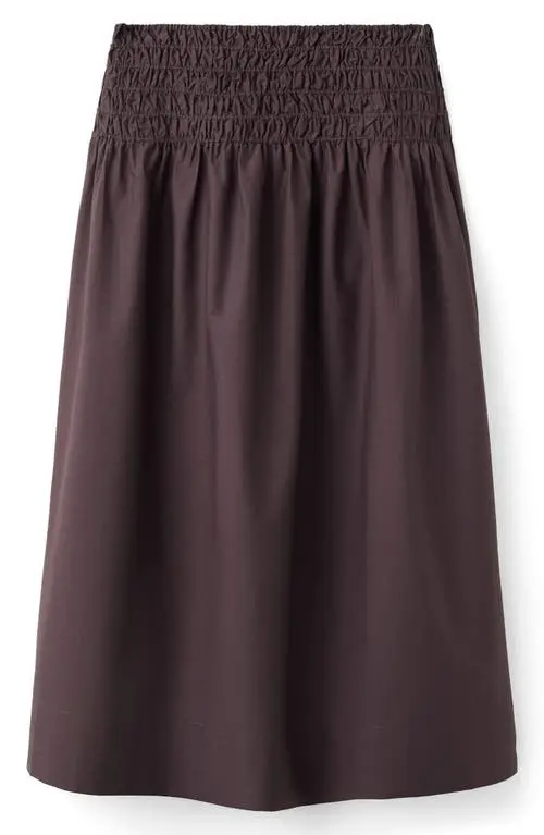 Mango Shirred Waist Midi Skirt - Chocolate