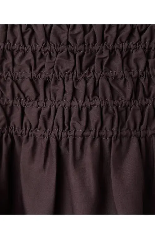 Mango Shirred Waist Midi Skirt - Chocolate
