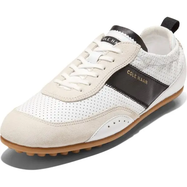 Cole Haan Grandpro Travina Perforated Sneaker - White/black/silver Birch