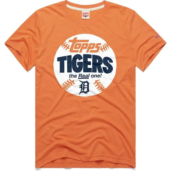 HOMAGE Detroit Tigers Mlb X Topps Baseball The Real One Tri-blend T-shirt - Orange