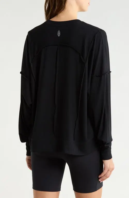 Free People All My Love Long Sleeve Rib T-shirt - Black