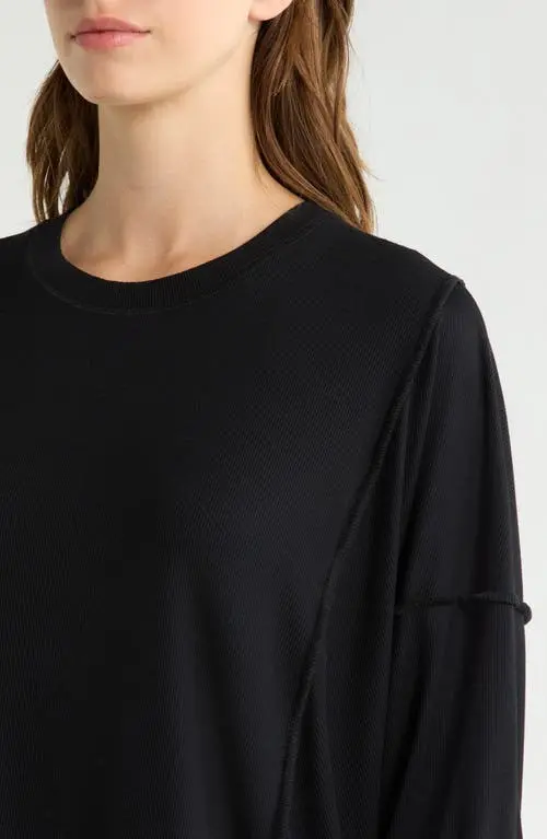 Free People All My Love Long Sleeve Rib T-shirt - Black