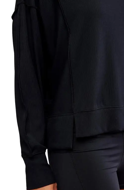 Free People All My Love Long Sleeve Rib T-shirt - Black