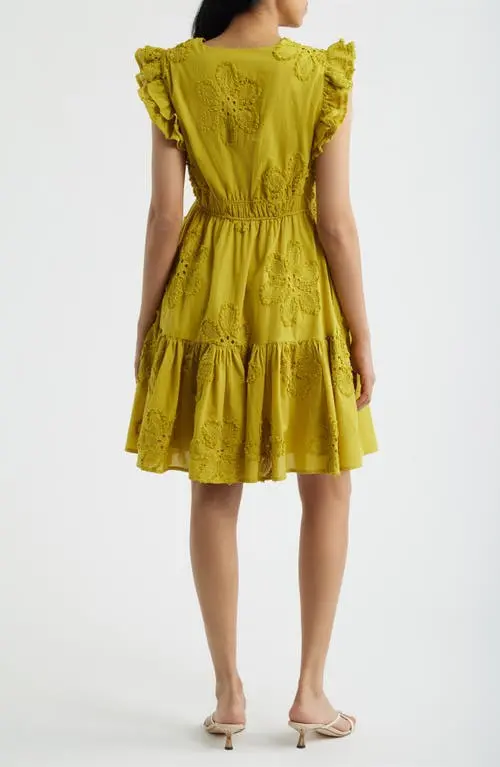 Anne Klein Floral Embroidered Ruffle Dress