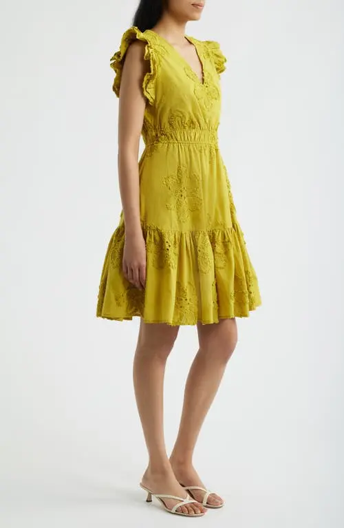 Anne Klein Floral Embroidered Ruffle Dress