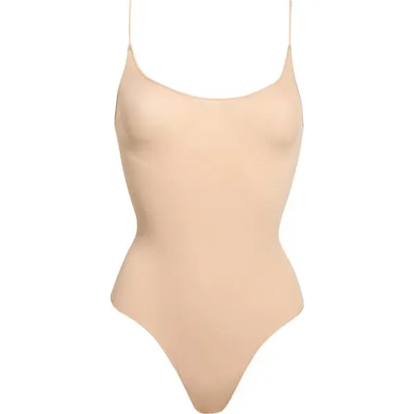 SKIMS Sheer Seamless Thong Bodysuit - Clay