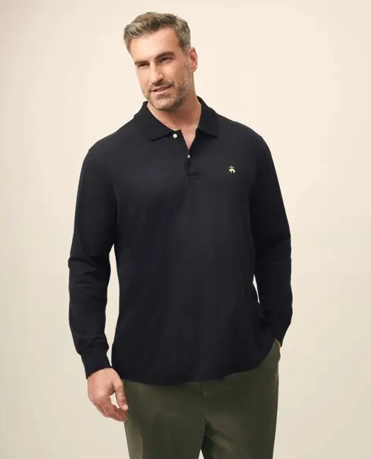 Brooks Brothers Golden Fleece Big & Tall Stretch Supima Long-sleeve Polo Shirt - Black