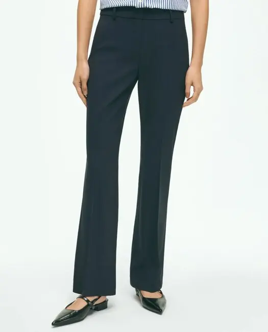 Brooks Brothers S The Essentials Stretch Wool Flare Leg Trousers - Navy