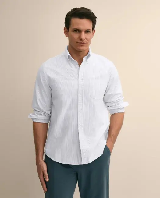 Brooks Brothers Friday Oxford Shirt, Candy Striped | | Small - Violet