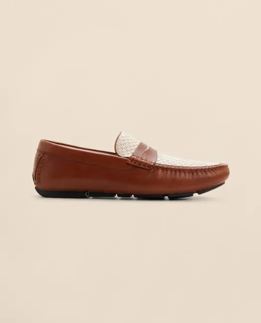 Brooks Brothers Leather Driving Moccasins Shoes - Medium Brown