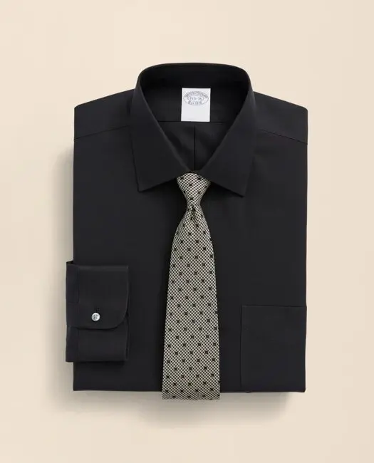 Brooks Brothers S Stretch Supima Cotton Non-iron Pinpoint Oxford Ainsley Collar Dress Shirt - Black