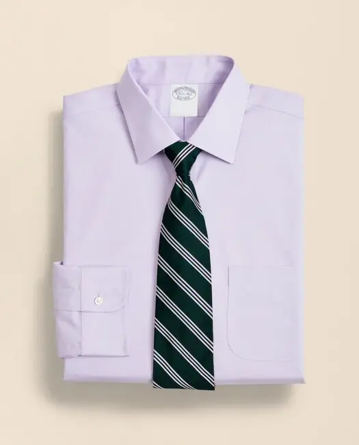 Brooks Brothers S Stretch Supima Cotton Non-iron Pinpoint Oxford Ainsley Collar Dress Shirt - Lavender