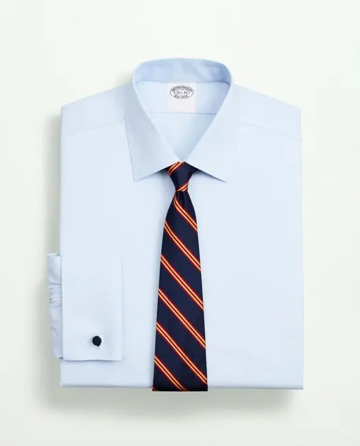 Brooks Brothers S Stretch Supima Cotton Non-iron Pinpoint Oxford Ainsley Collar Dress Shirt - Light Blue