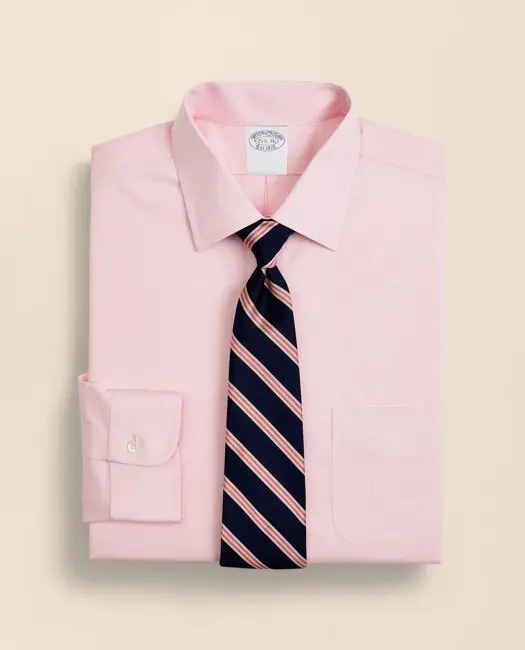 Brooks Brothers S Stretch Supima Cotton Non-iron Pinpoint Oxford Ainsley Collar Dress Shirt - Pink