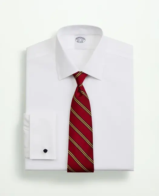 Brooks Brothers S Stretch Supima Cotton Non-iron Pinpoint Oxford Ainsley Collar Dress Shirt - White