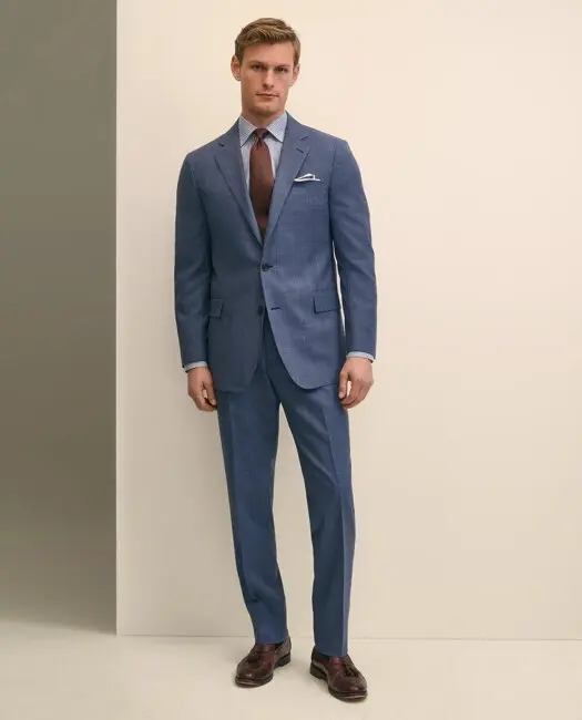 Brooks Brothers Classic Fit Wool Check 1818 Suit - Blue