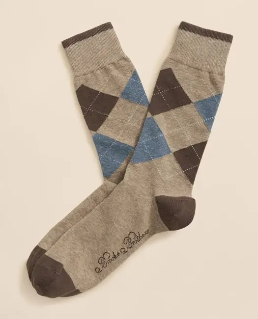 Brooks Brothers S Cotton Blend Argyle Socks - Beige