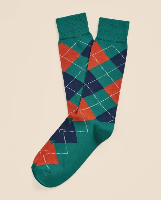 Brooks Brothers Cotton Blend Argyle Crew Socks - Teal
