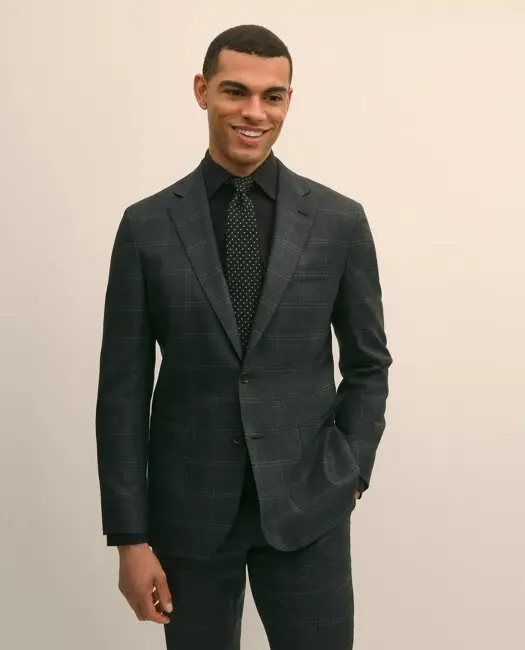 Brooks Brothers S Explorer Collection Slim Fit Wool Windowpane Suit Jacket - Grey