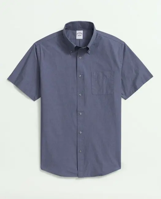 Brooks Brothers Friday Shirt, Short-sleeve Poplin End On End - Navy