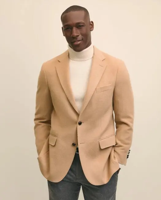 Brooks Brothers Traditional Fit Hair Twill 1818 Sport Coat - Camel