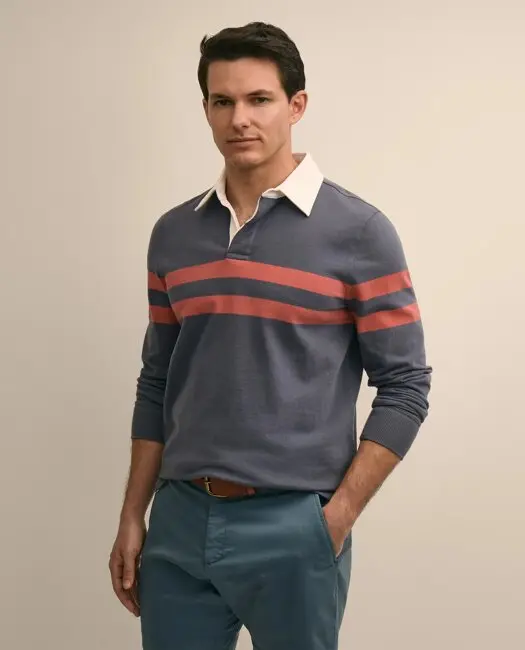 Brooks Brothers Cotton Classic Chest-stripe Rugby Shirt | | Medium - Navy