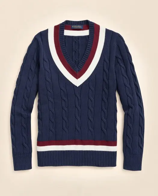 Brooks Brothers Vintage-inspired Tennis V-neck Sweater In Supima Cotton | | Small - Navy