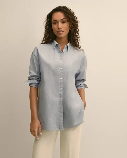 Brooks Brothers Overd Cotton Oxford Shirt - Blue