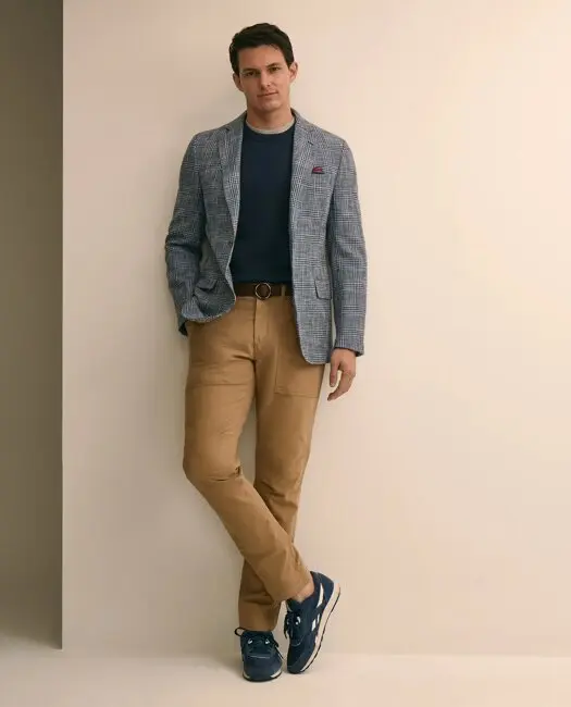 Brooks Brothers Classic Fit Cotton-linen-wool Hopsack Sport Coat - Blue