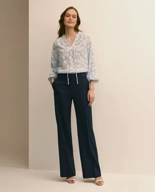 Brooks Brothers S Linen-blend Wide-leg Pants - Navy