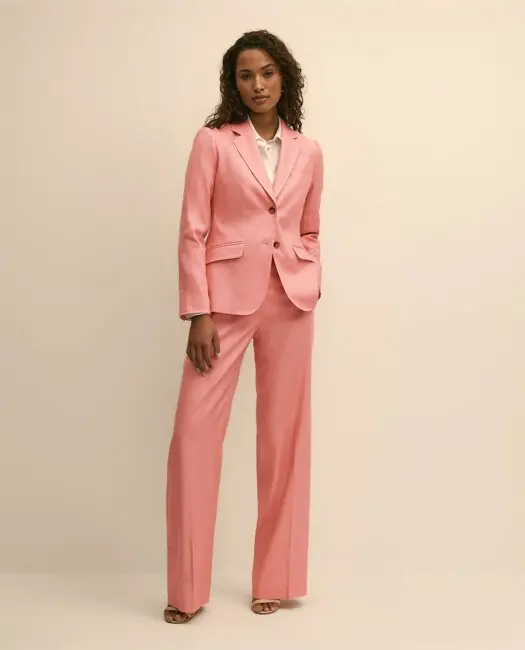 Brooks Brothers S Linen-blend Wide-leg Pants - Rose
