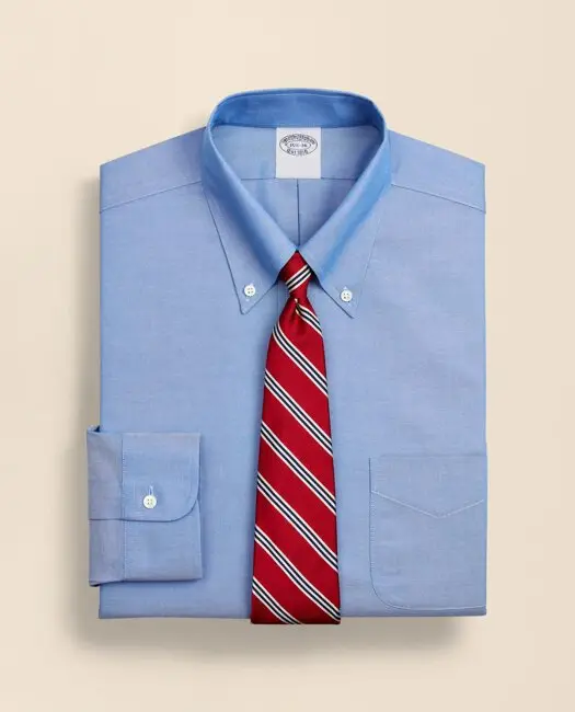 Brooks Brothers S Stretch Supima Cotton Non-iron Pinpoint Oxford Button-down Collar Dress Shirt - Blue