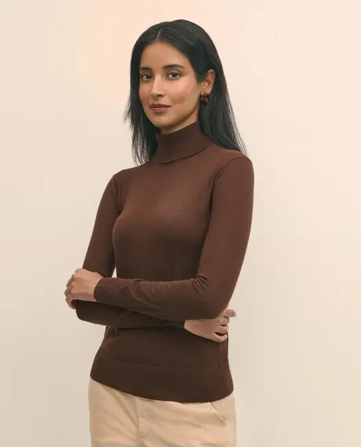 Brooks Brothers Ultimate Merino Wool Turtleneck Sweater | | Medium - Brown