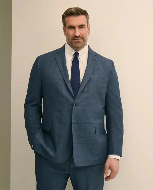 Brooks Brothers Explorer Collection Big & Tall Wool Overcheck Suit Jacket - Blue