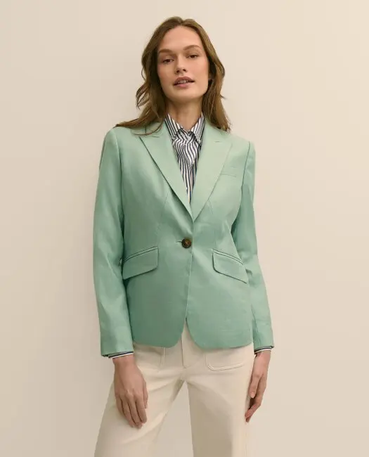Brooks Brothers S Linen Blend Jacket - Light Teal