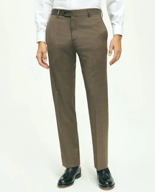 Brooks Brothers Traditional Fit Wool 1818 Dress Pants - Brown