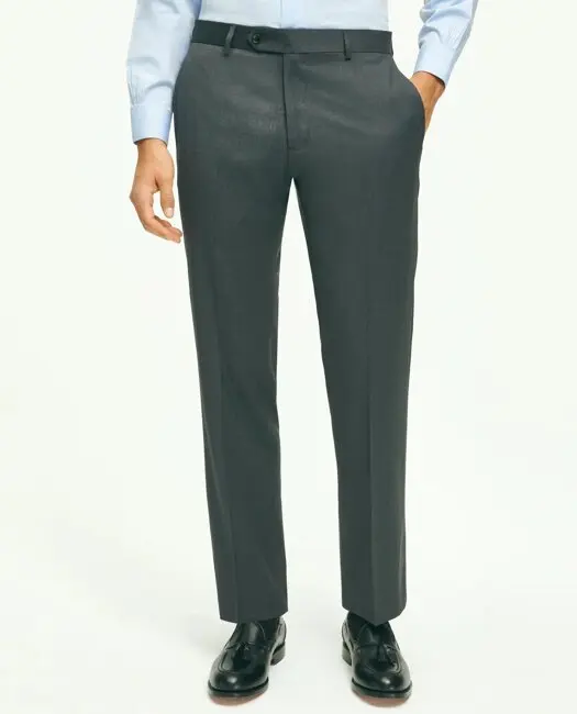 Brooks Brothers Traditional Fit Wool 1818 Dress Pants - Grey