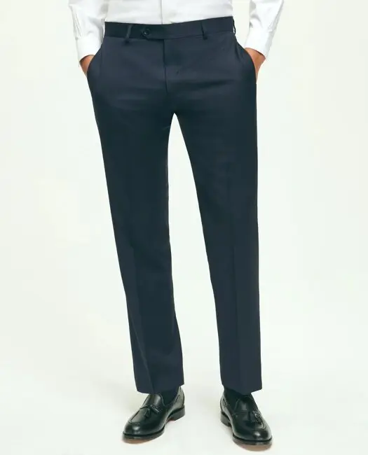Brooks Brothers Traditional Fit Wool 1818 Dress Pants - Navy