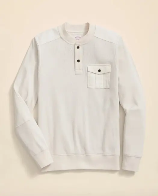 Brooks Brothers S Cotton-wool Blend Waffle Knit Henley | | Small - Ivory